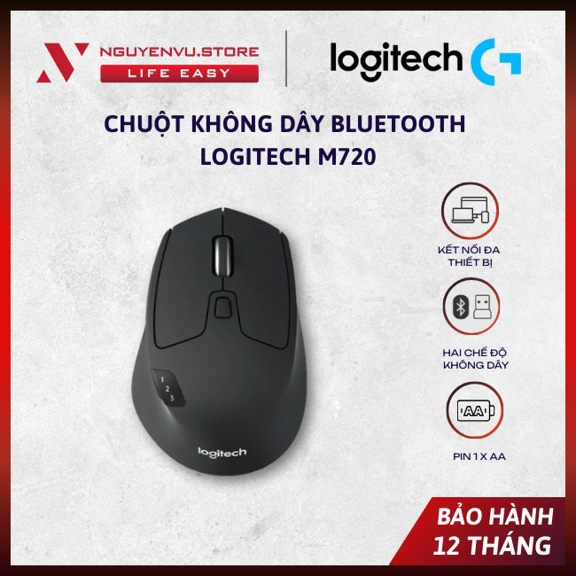[CHÍNH HÃNG] Chuột không dây Bluetooth LOGITECH M720 - Kết nối đa thiết ...