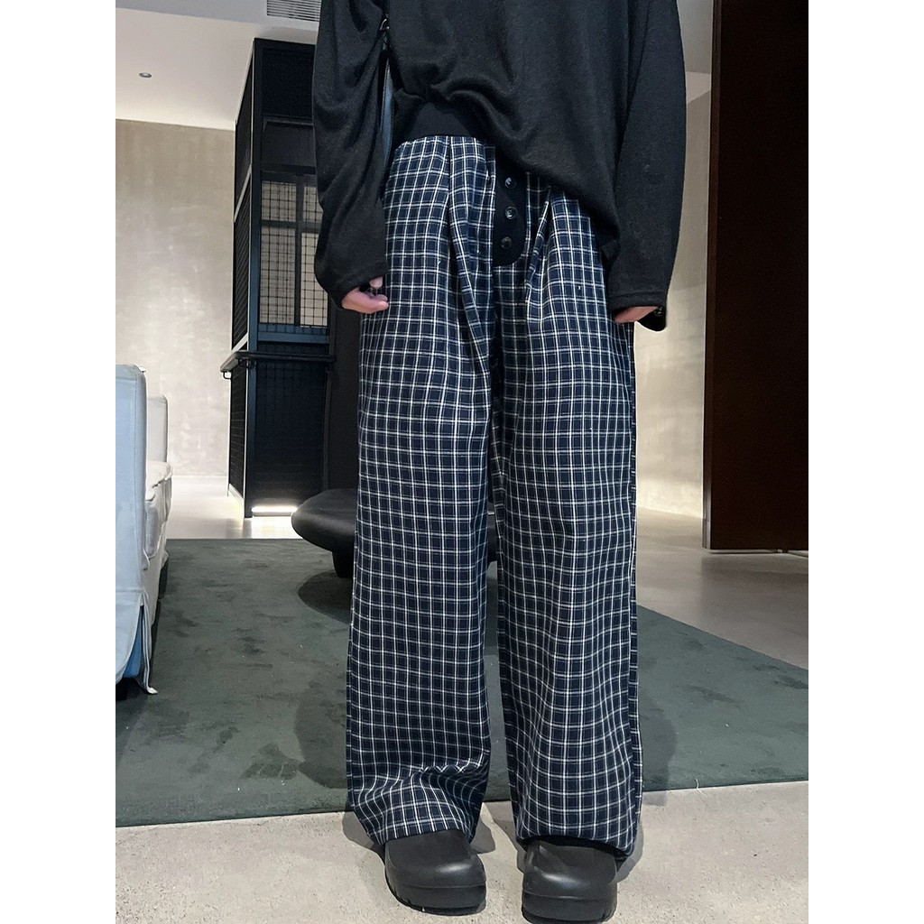 Quần âu nam Tb xeno thanh niên, quần ống rộng đa năng kẻ sọc màu tương phản lười biếng cổ điển ...