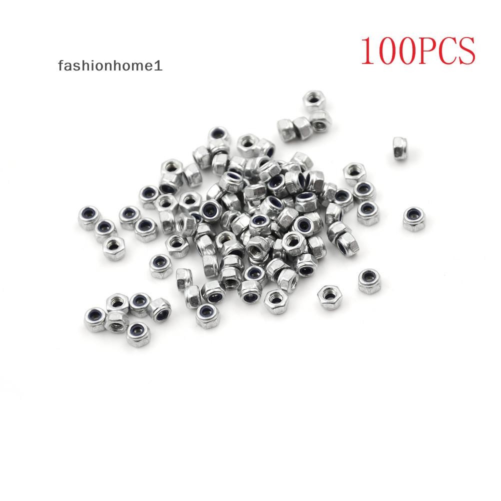 [fas] 100 chiếc M3 x 0.5mm Thép không gỉ Nylock Nylon Chèn lục giác Đai ...