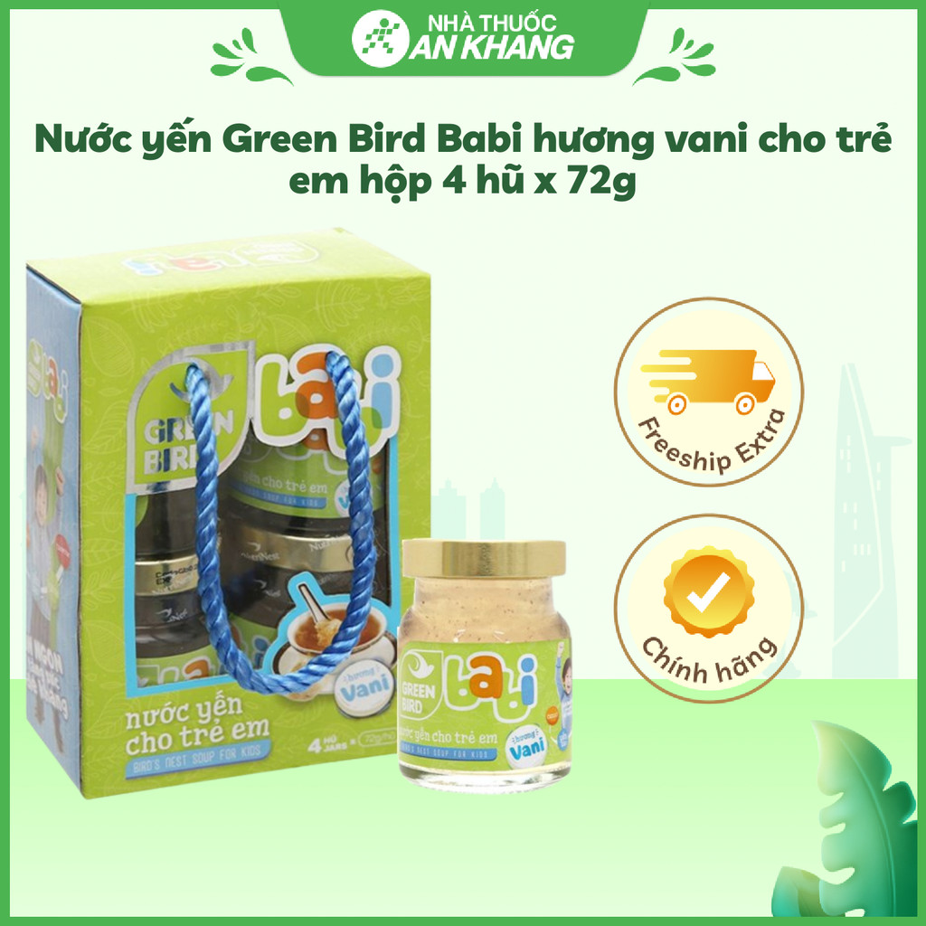 Nước yến Green Bird Babi hương vani cho trẻ em hộp 4 hũ x 72g | Shopee Việt Nam