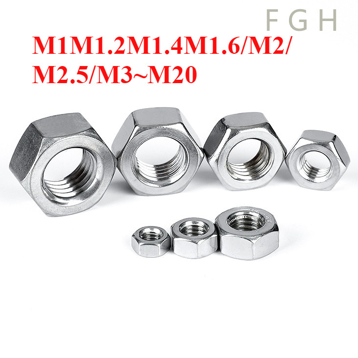 [Fghlm-1] Đai ốc lục giác bằng thép không gỉ 304 (A2-70), Đai ốc kích thước tiêu chuẩn cho bu ...