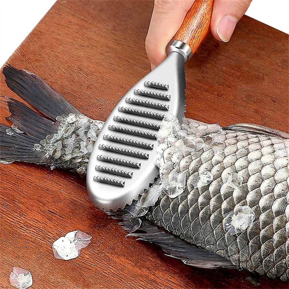 ⭐GROUS⭐8) Ergonomic Fish Skin Scraper Stainless Steel Brush with Non ...