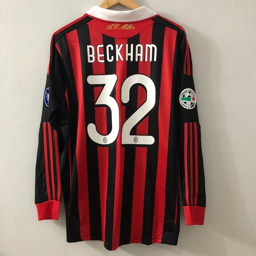 Retro Milan Jersey Bóng Đá AC Milan 09 10 BECKHAM RONALDINHO Vintage Dài / Ngắn Leeves Sccer ...