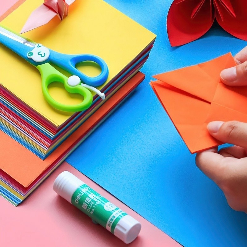 Set 100 tờ giấy gấp Origami nhiều kích thước (10 màu tổng 100 tờ) dùng ...