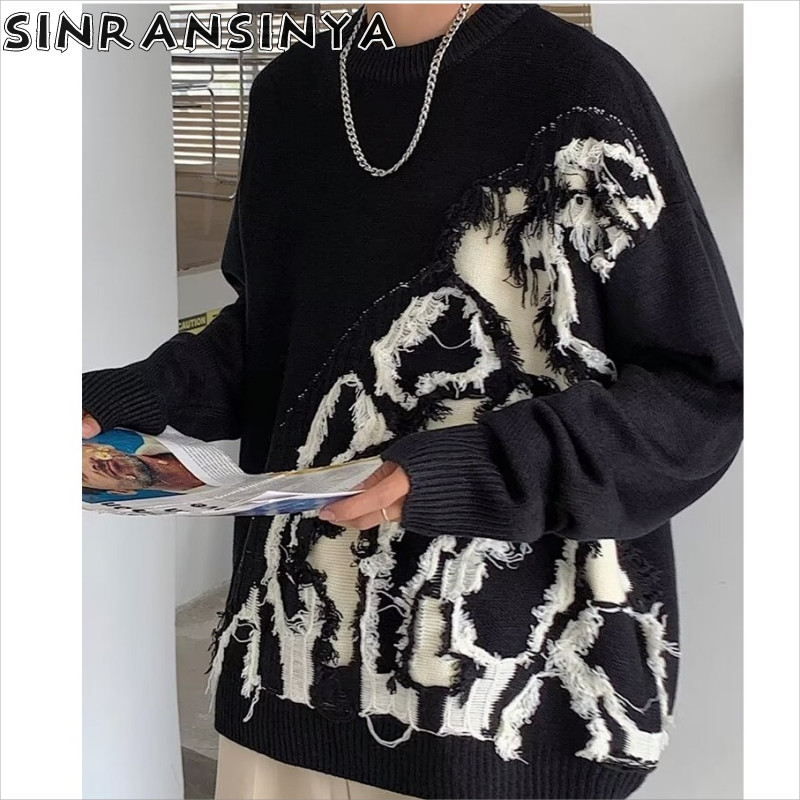 Sinransinya Áo len nam mới có cảm giác cao cấp đường phố cổ điển kiểu ...