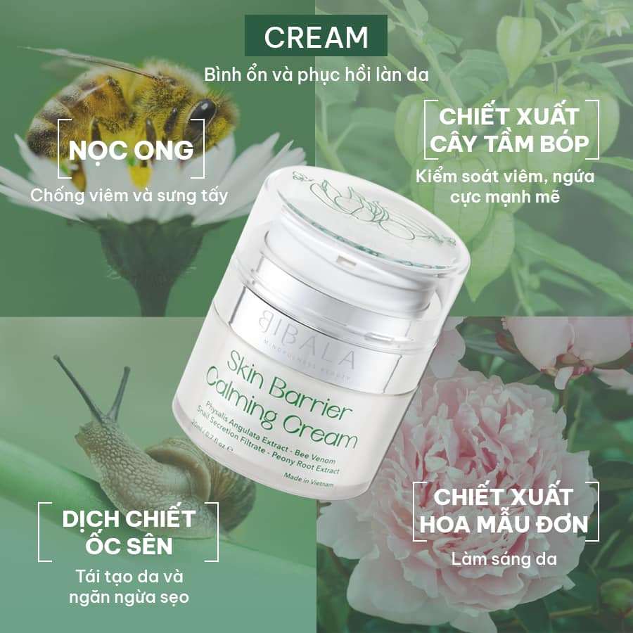 Kem dưỡng phục hồi, lành thương và làm giảm kích ứng Bibala SKIN BARRIER CALMING CREAM 20g ...