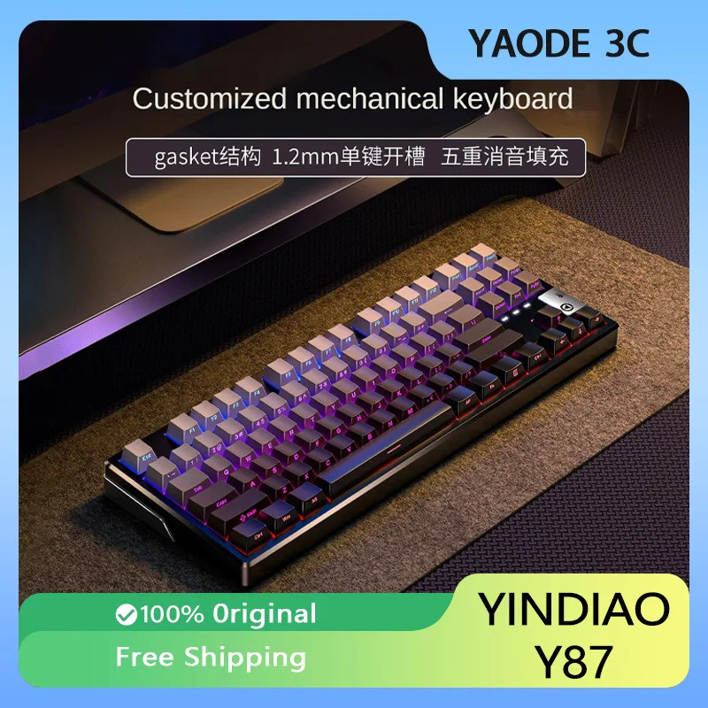Yindiao Y87 Bàn Phím Cơ Không Dây 3 Chế Độ RGB Tùy Chỉnh Nóng Hoán Đổi Đệm 80% Bố Trí Bàn Phím ...