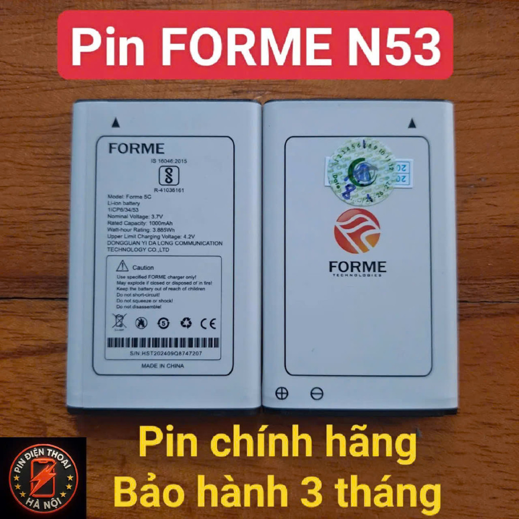 Pin điện thoại FORME N53 chính hãng - Dung lượng 1000 mAh- Bảo hành 3 ...