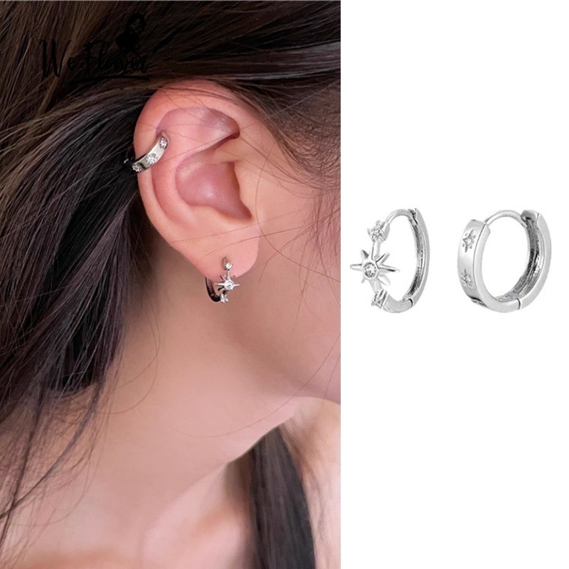 WeFlower Không Đều s925 Bạc Pha Lê Hexagram Ngôi Sao Vòng Tròn Vòng ...