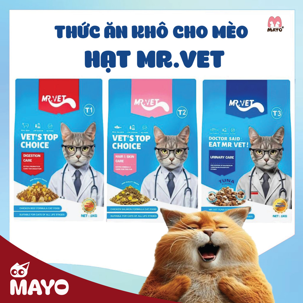 Hạt MR.VET cho mèo tại MAYO Petshop - Hỗ trợ tiêu hóa, tiết niệu, chăm ...