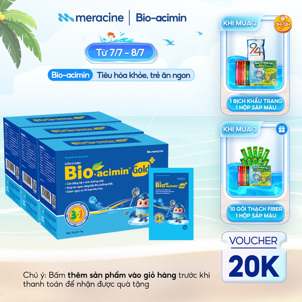Combo 3 hộp Cốm vi sinh Bio acimin Gold hỗ trợ trẻ ăn ngon tự nhiên bổ ...