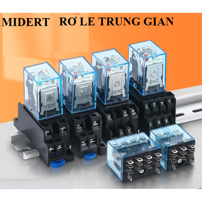 Rơ le trung gian rơ le kính 8 chân 14 chân MIDERTON 12V 24V 220V 5A Hàng chính hãng relay trung ...