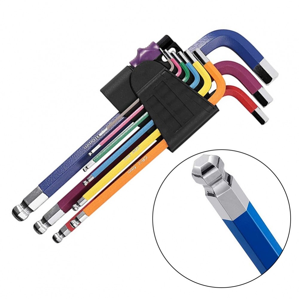 【FEELING 】Chrome Vanadium Steel Hex Key Set Color Coded AntiSlip Wrench ...