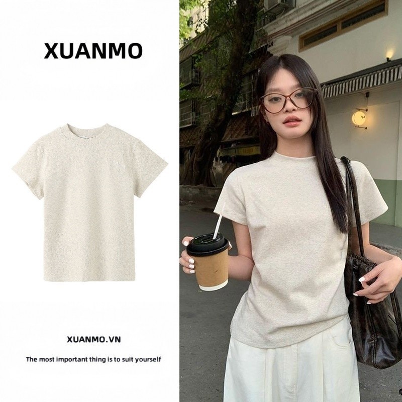 XUANMO Local brand Áo baby tee Áo Thun ôm body Áo y2k 100% cotton Áo ...