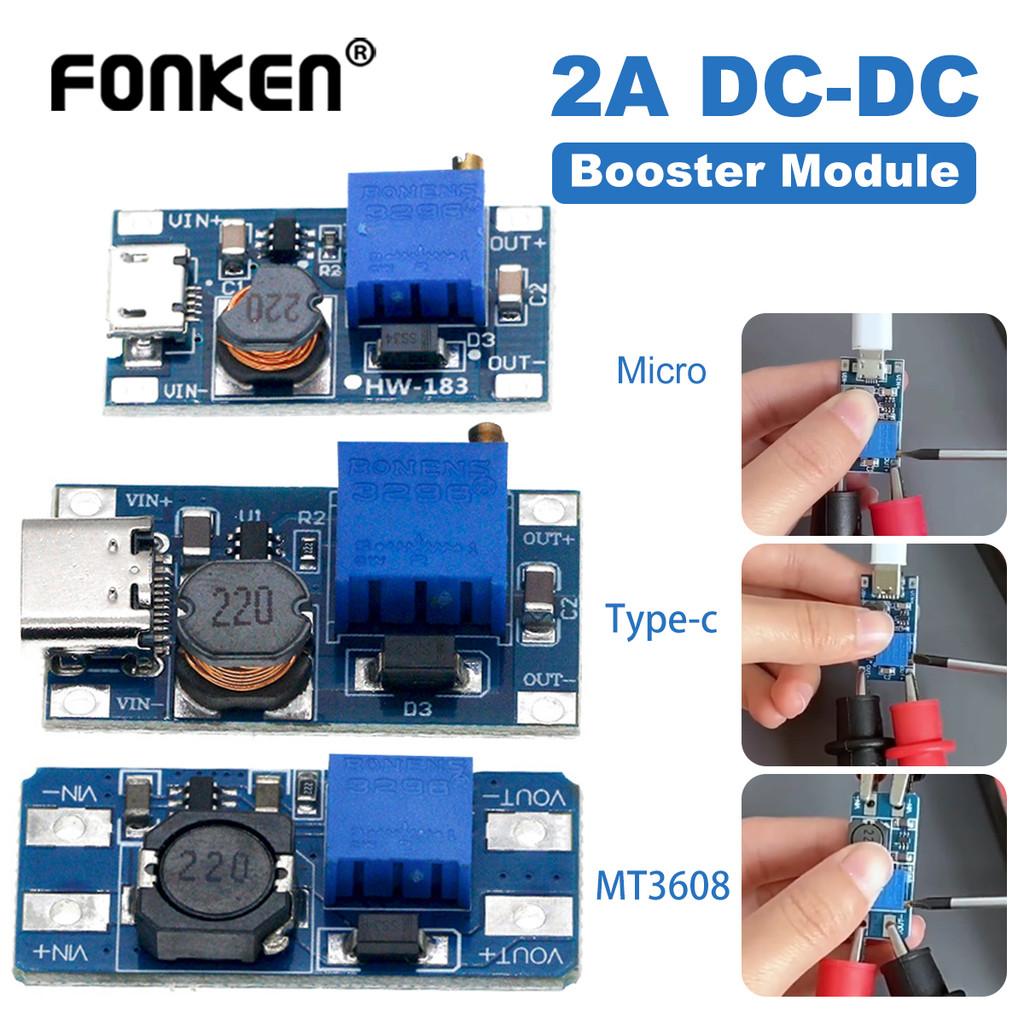 Fonken MT3608 DC-DC Step up Converter Booster Power Supply Module Boost ...