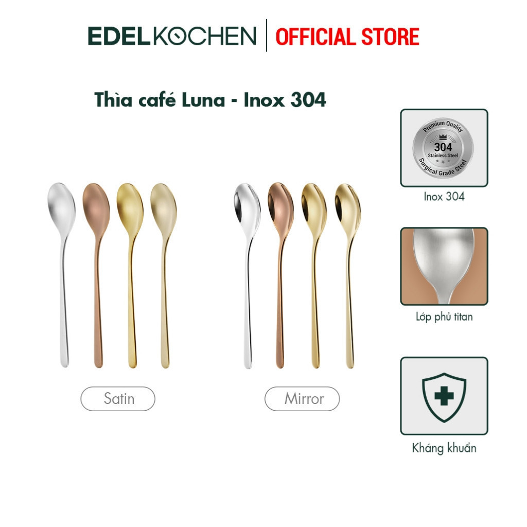 Bộ thìa cafe inox 304 cao cấp Edelkochen Luna Collection – 4 màu ...