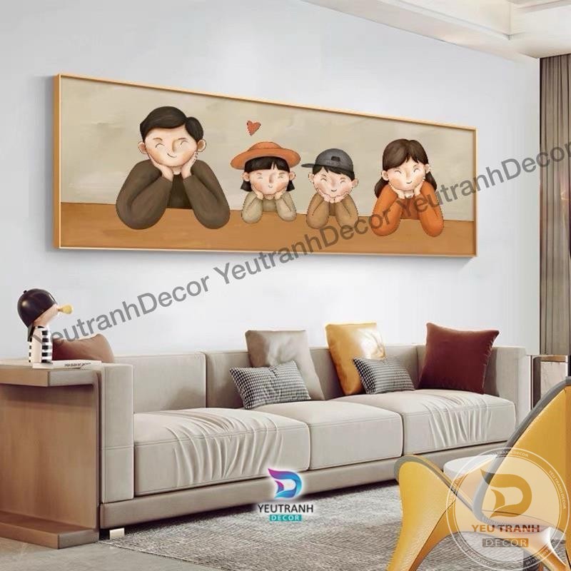 L03 Tranh gia đình decor phòng ngủ treo tường đầu giường trang trí phòng khách homestay quà tân ...