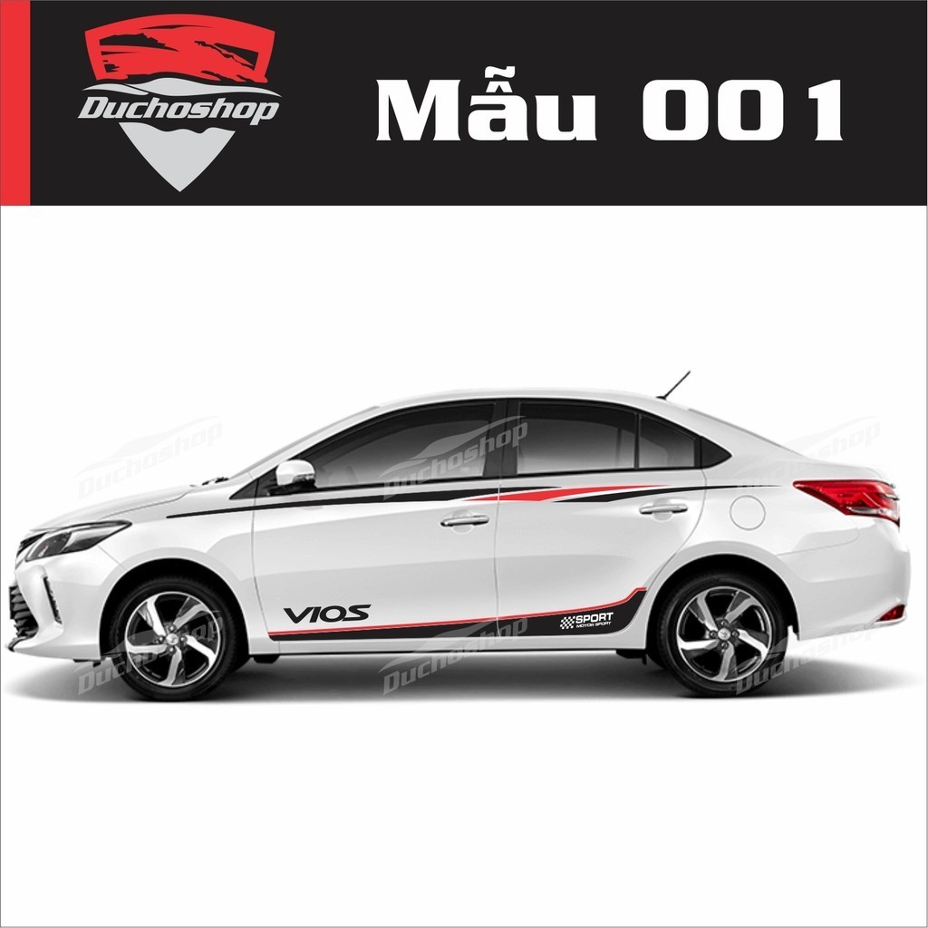 tem dán xe toyota vios, chất liệu decal pvc ngoài trời, chịu nắng mưa ...