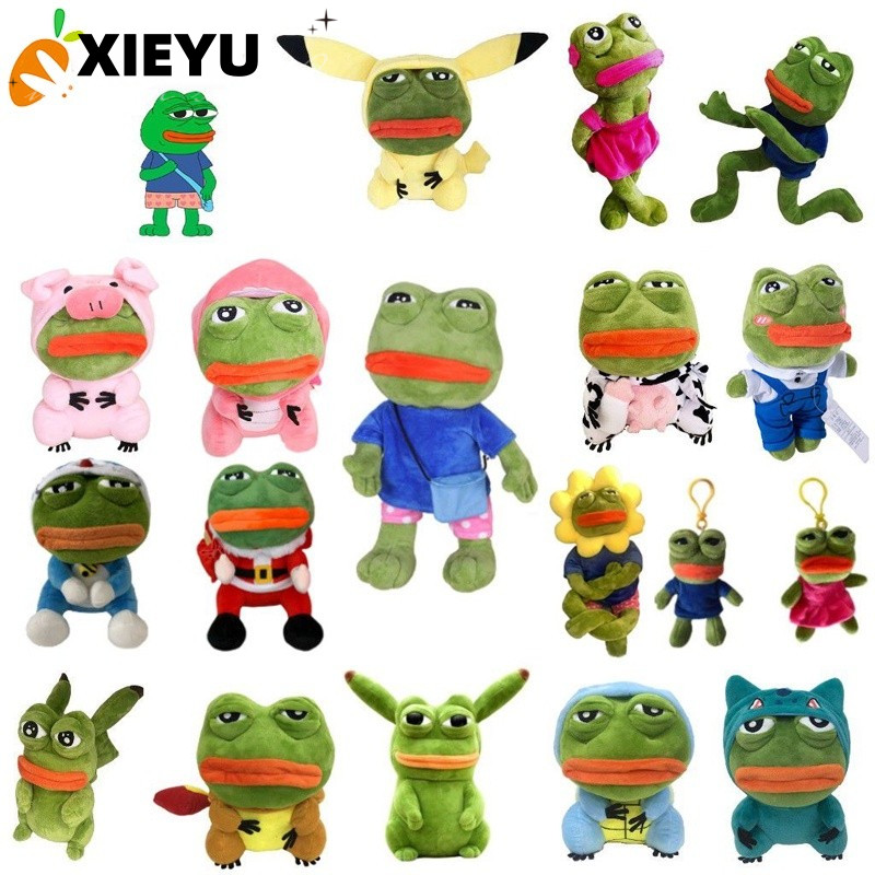 HYC Humey Gấu bông ếch xanh Pepe sad frog 50cm 80cm đội hoa hướng dương ...
