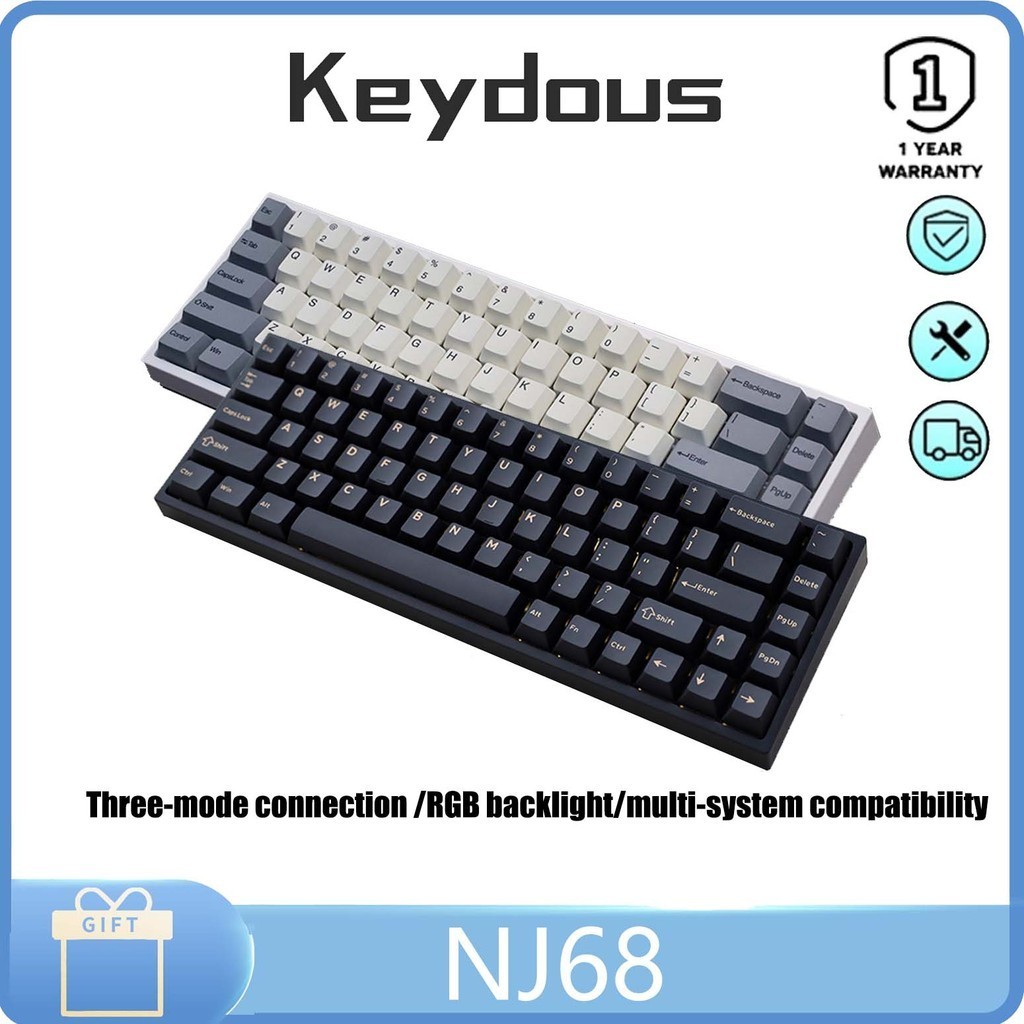 Keydous NJ68 Bàn phím cơ Bluetooth không dây 2.4g chế độ kép / ba chế ...