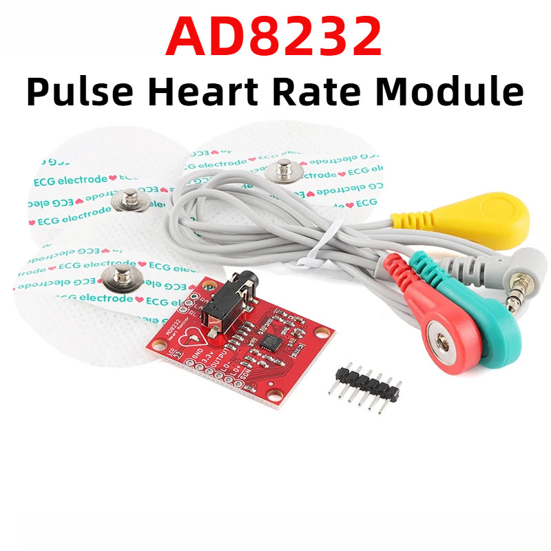 AD8202 Bộ mô-đun cảm biến đo nhịp tim xung đo ECG với 3 dây điện cực ...