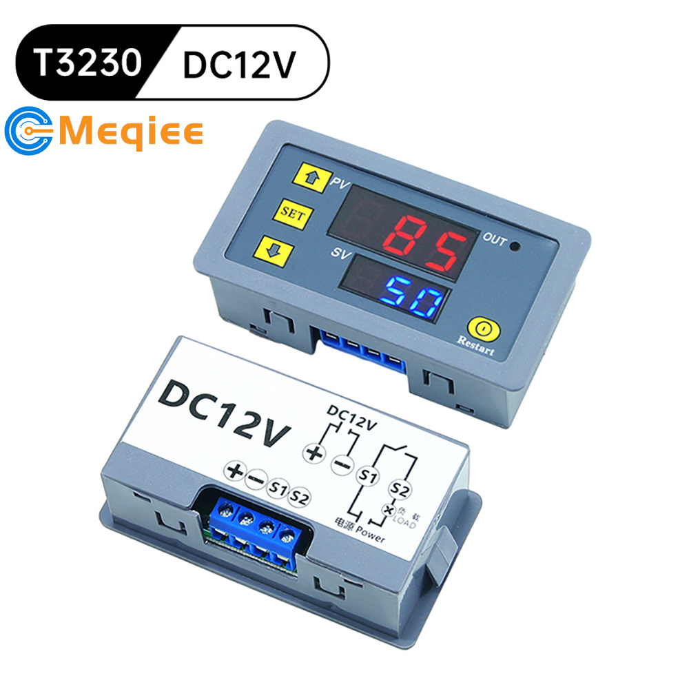 T3230 DC12V DC24V AC110-220V Rơle trễ thời gian chu kỳ Đỏ & Xanh có vỏ ...