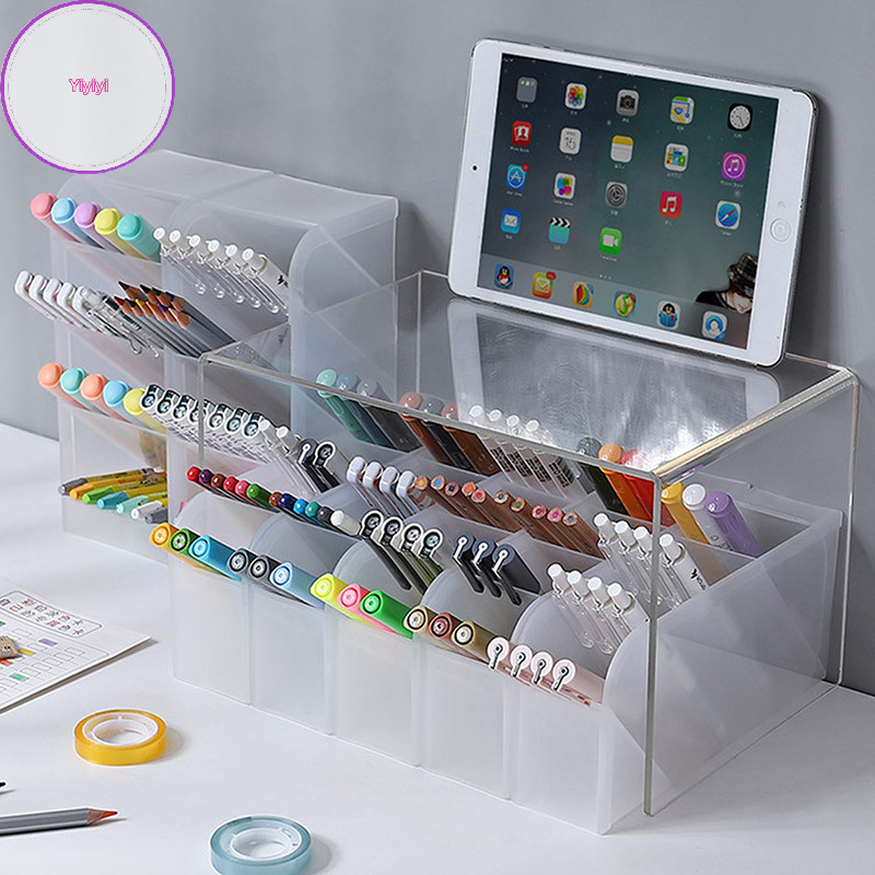 Yiyi Để Bàn Trong Suốt Mờ Bút Đựng Bàn Chải Trang Điểm nghiêng Hộp Bảo ...