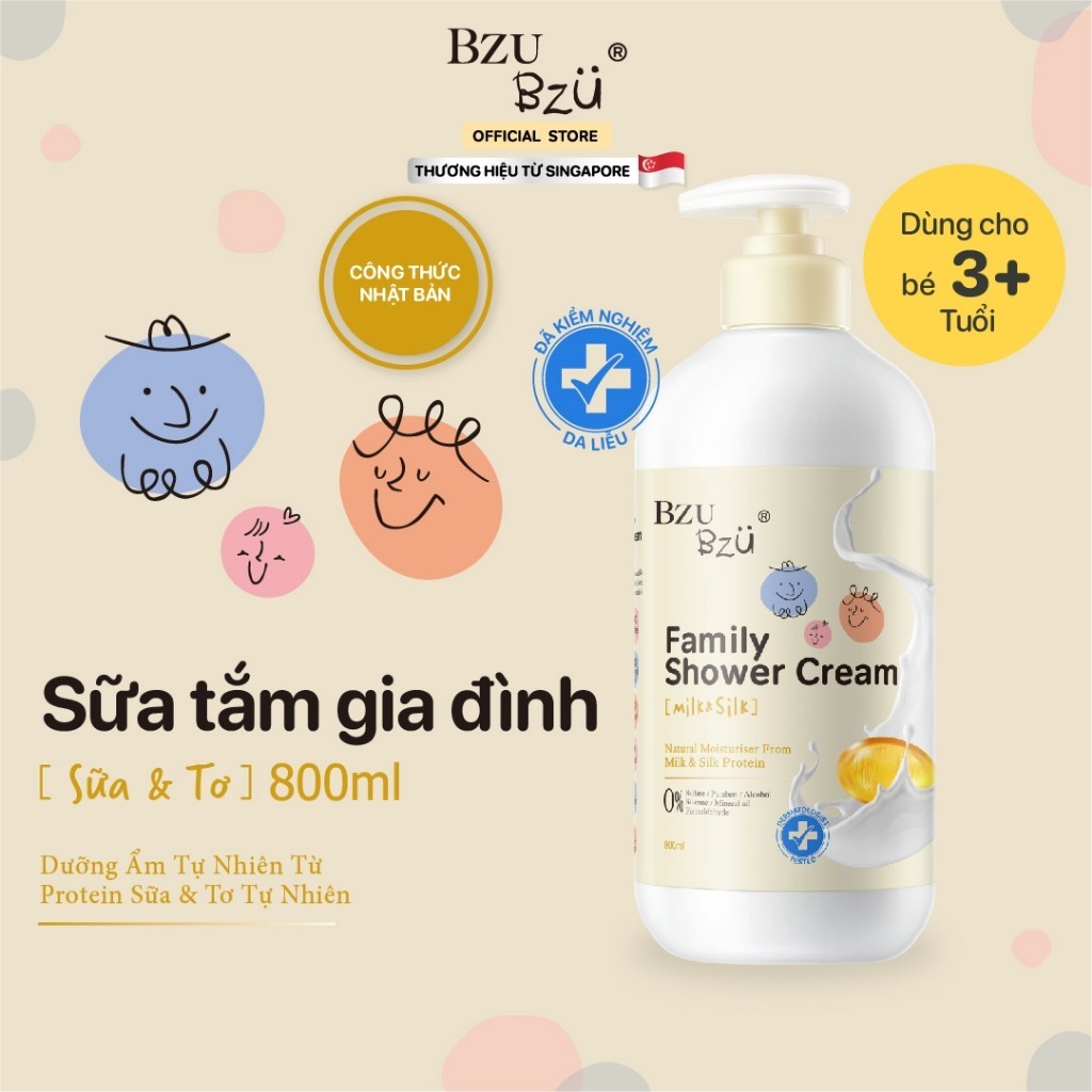 Sữa Tắm Gia Đình BZU BZU Family Shower Cream Milk & Silk Chiết Xuất Sữa ...