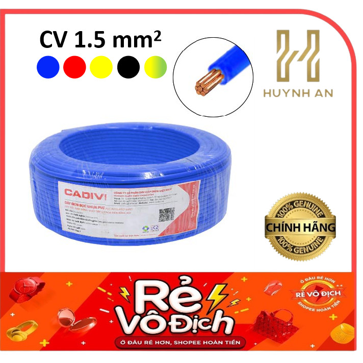 (Lẻ 10 mét) Dây điện Cadivi 1.5 đơn, 7 sợi đồng bên trong CV1.5 | Shopee Việt Nam