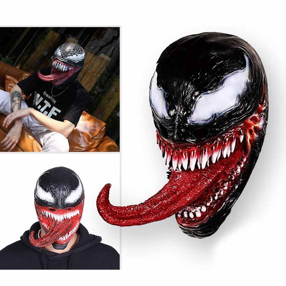 Horror Headgear Funny Anime Venom Mask cos Avengers Handsome Long ...