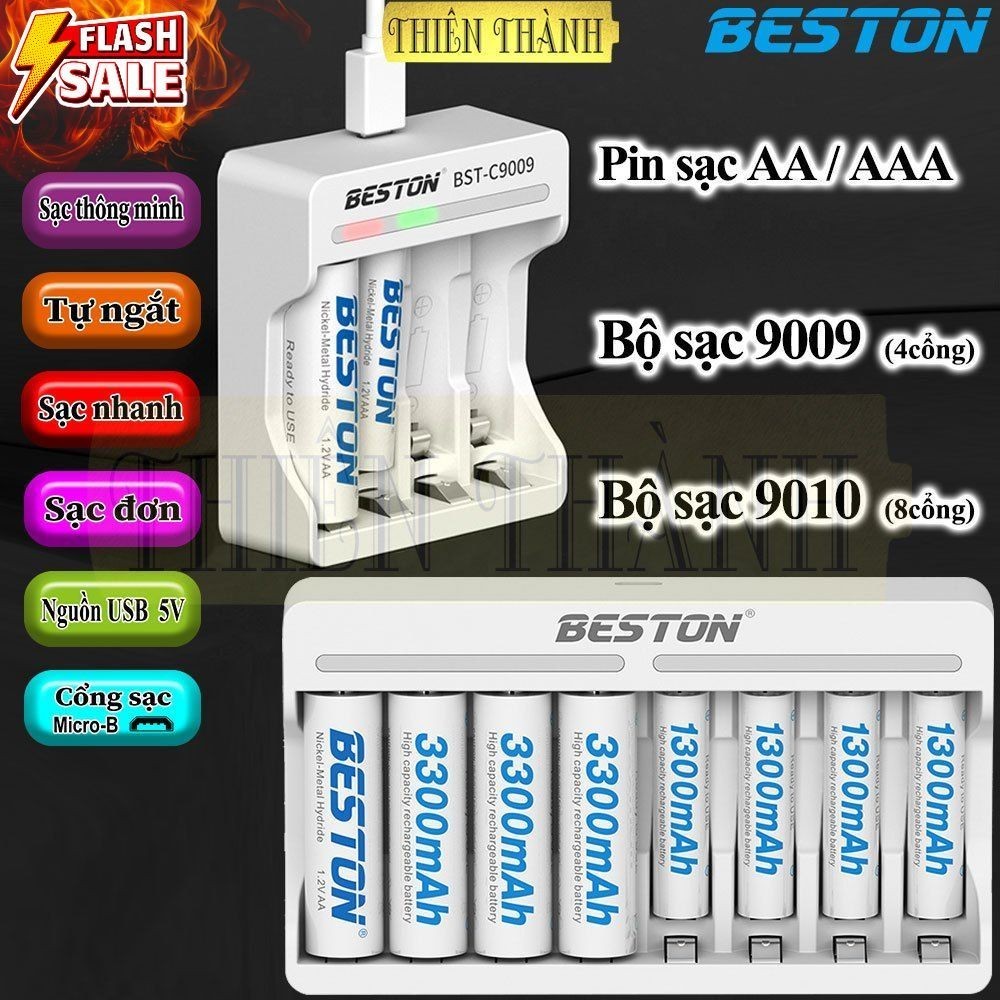 pin sạc BESTON,BST-C9009/C9010,pin sạc AA3300mAh,AAA1300mAh,pin sạc 1 ...