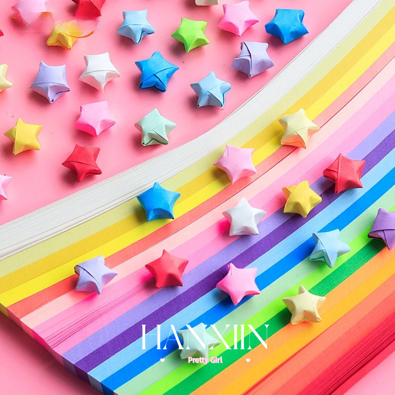 Set 540 Tờ Giấy Gấp Sao May Mắn Hai Mặt Nhiều Màu Sắc Dùng Làm Nghệ ...