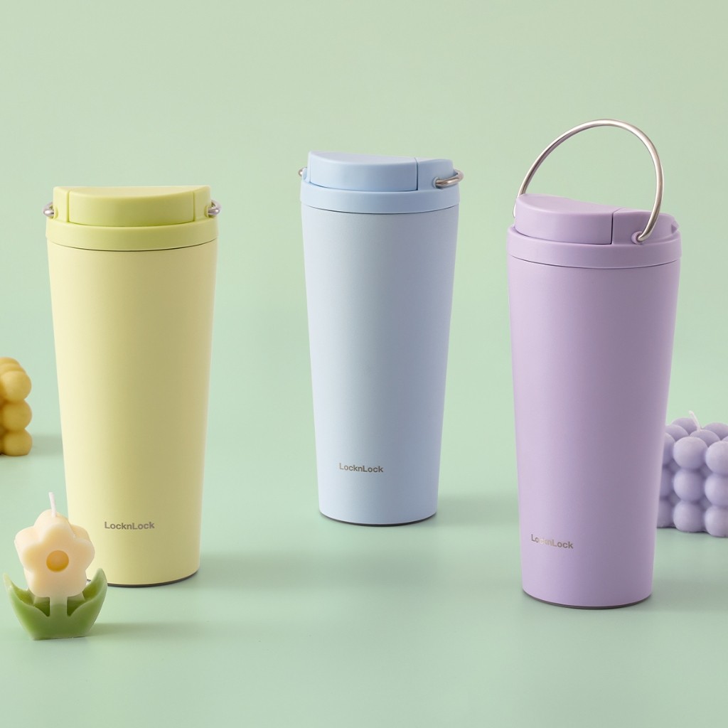 Ly Giữ Nhiệt LocknLock Bucket One Touch LHC3345 550ml, Hàng Chính Hãng, Quai Cầm Tiện Lợi ...