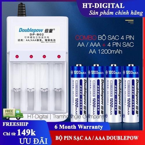 Bộ Sạc Pin AA / AAA, Pin Sạc AA 1200mAh Doublepow | Shopee Việt Nam