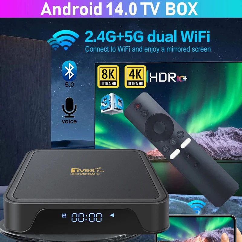 Android 14 TV Box tv98 Pro Allwinner Bộ tứ lõi tứ H313 2GB 16GB 8K 4K ...