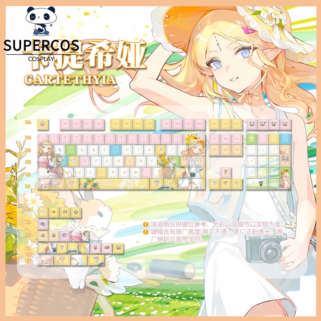 Sóng gió hú Dễ thương Cartethyia PBT Keycap Thông qua Led Dye Sub In ...