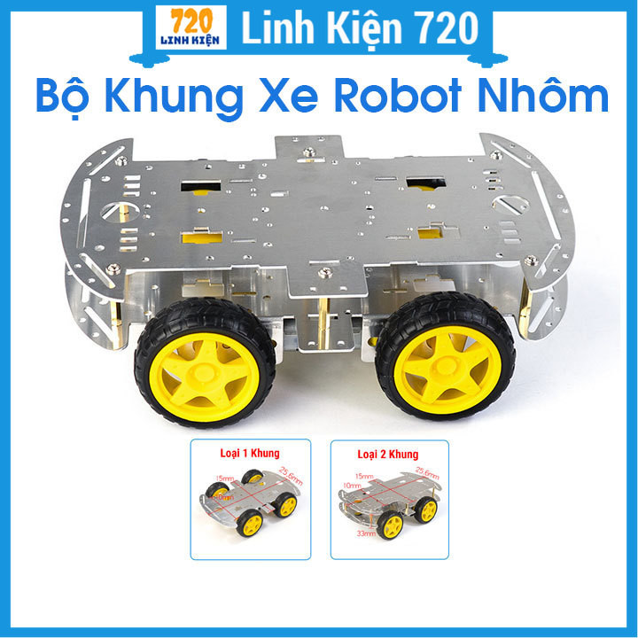 Bộ khung xe Robot 4 bánh Mecanum khung nhôm thiết kế đẹp mắt, chắc chắn ...