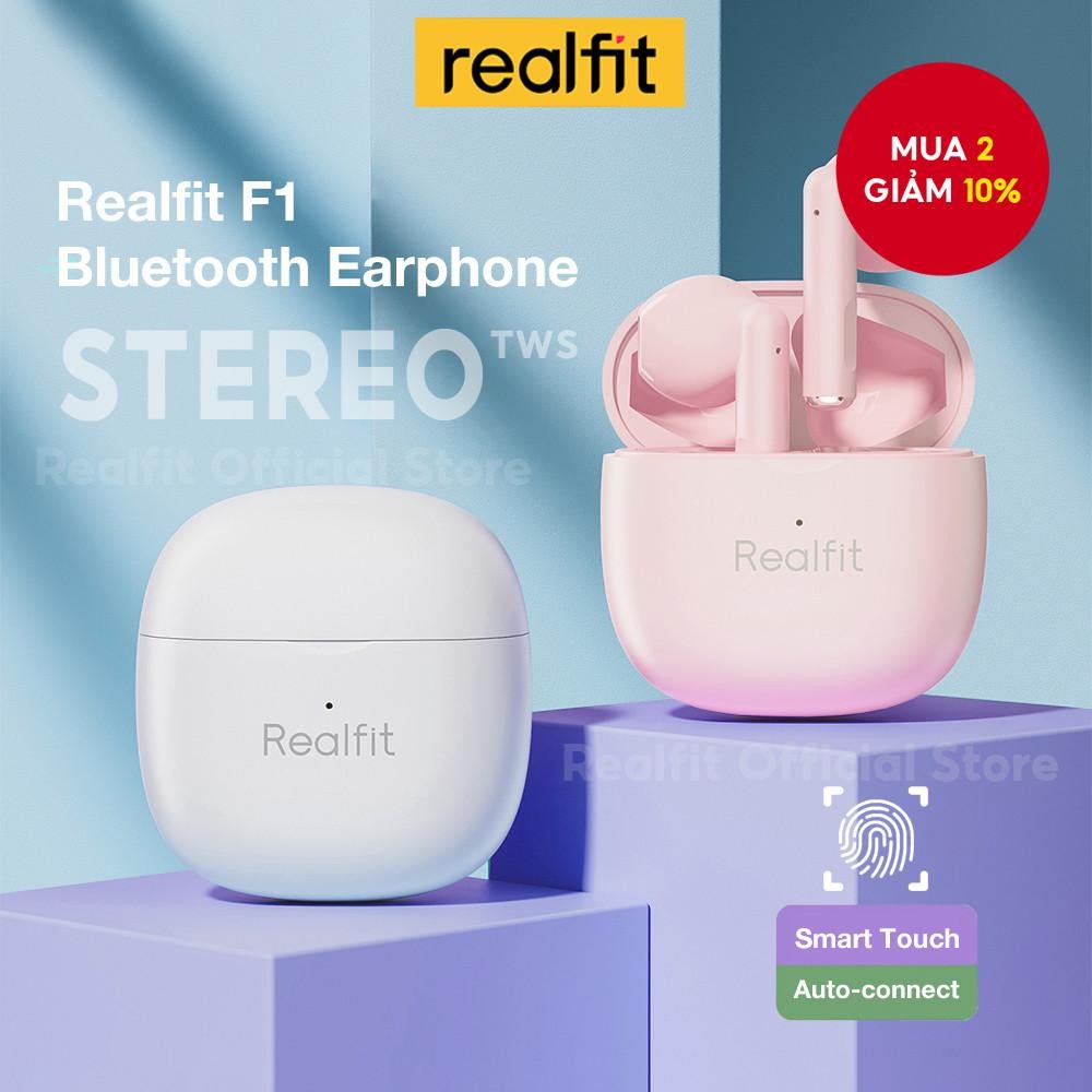 Tai nghe Bluetooth Realfit F1TWS Tai nghe chơi game thể thao không dây Mini có Mic Gọi Video ...