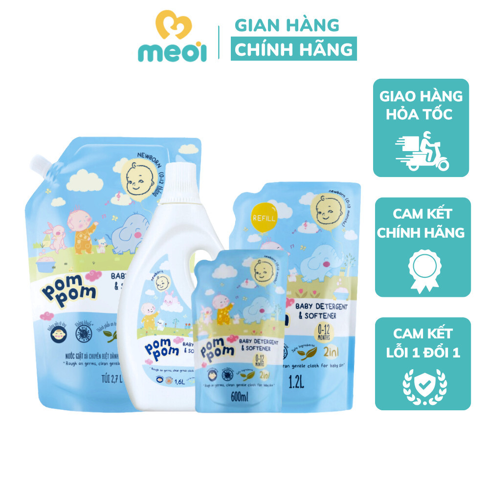 Nước Giặt Xả Cho Bé Sơ Sinh 0-12 Tháng Pom Pom Newborn Sạch Sâu Nôn Trớ ...