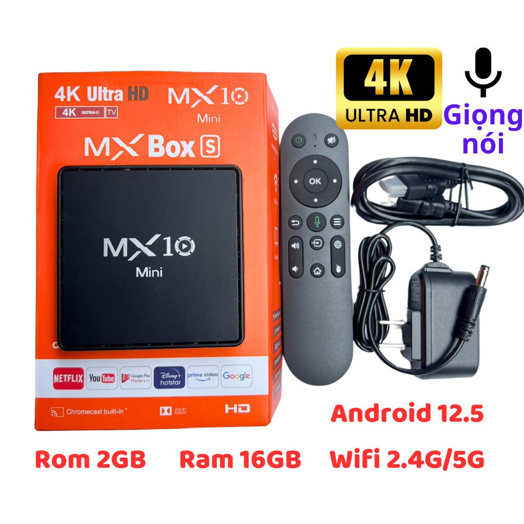 Android TV Box MX 10 mini, Ram 16GB, 4K UtraHD, Android 12.5, Remote tìm kiếm giọng nói - HBB ...