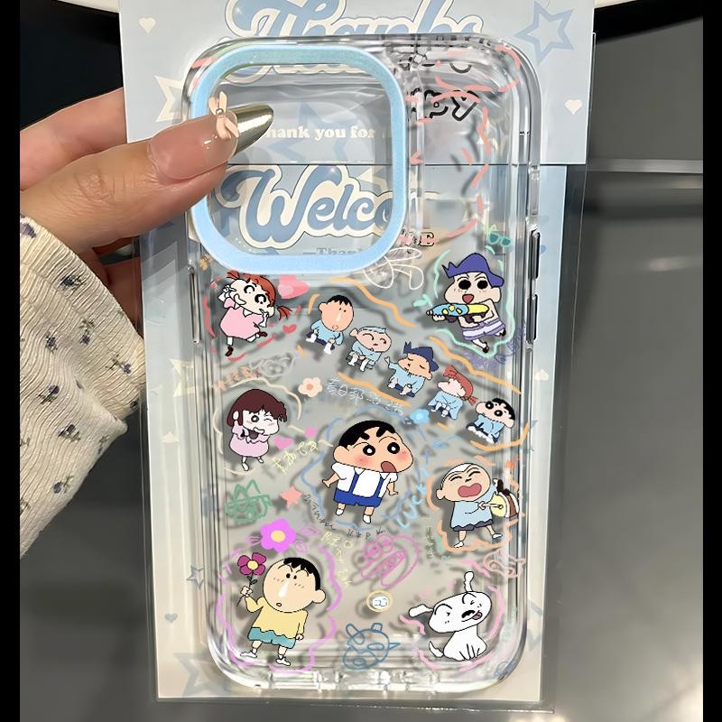 Ốp điện thoại trong suốt mềm INS Blue Crayon Xiaoxin cho iPhone 16 ...