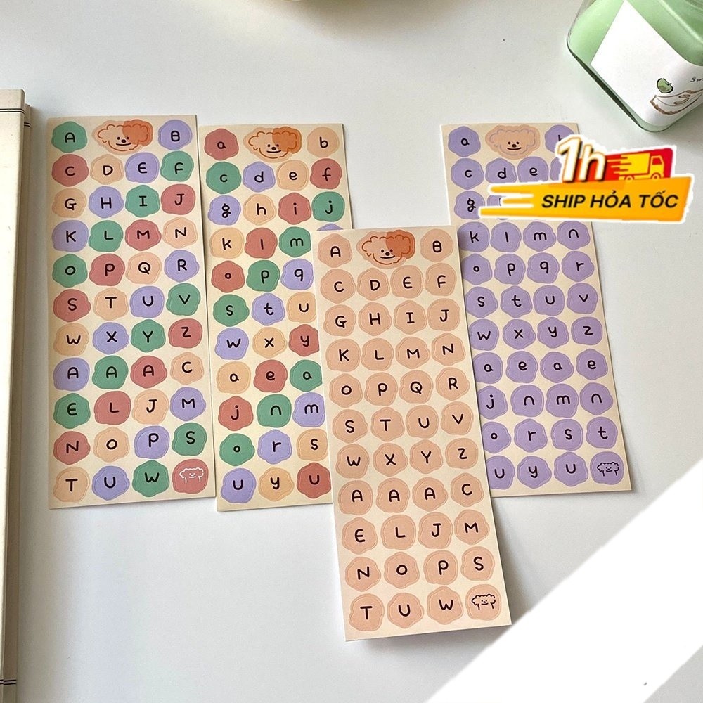 Sticker cute hình chữ cái font dễ thương STI58 sticker chữ tiếng anh ...