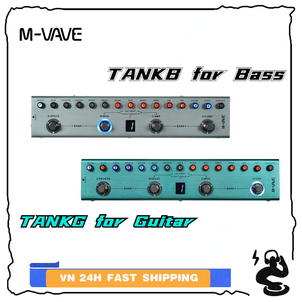 M-vave TANK-G Guitar / TANK-B BASS V2 phiên bản Bàn đạp đa năng có thể sạc lại 36 cài đặt trước ...