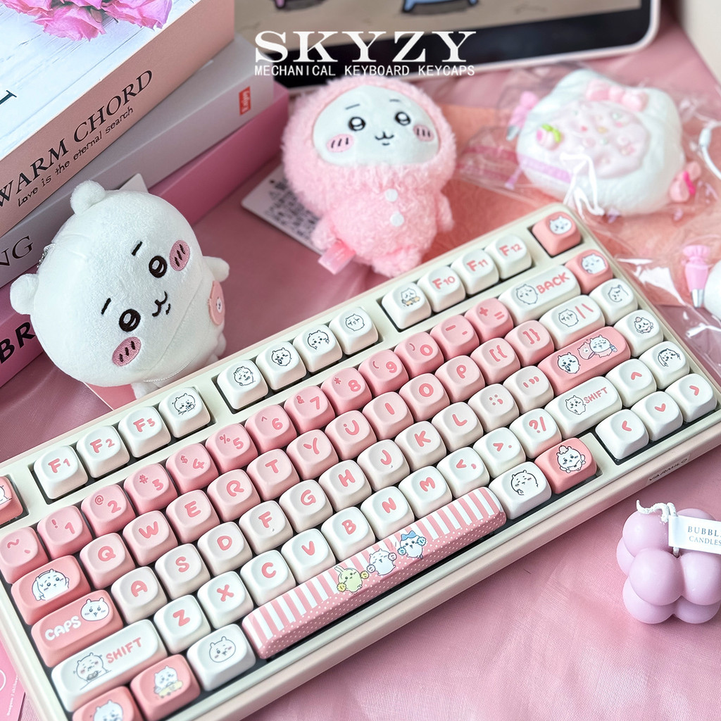 Chiikawa Keycaps MOA Profile Màu hồng dễ thương PBT Dye Sub Bàn phím cơ ...
