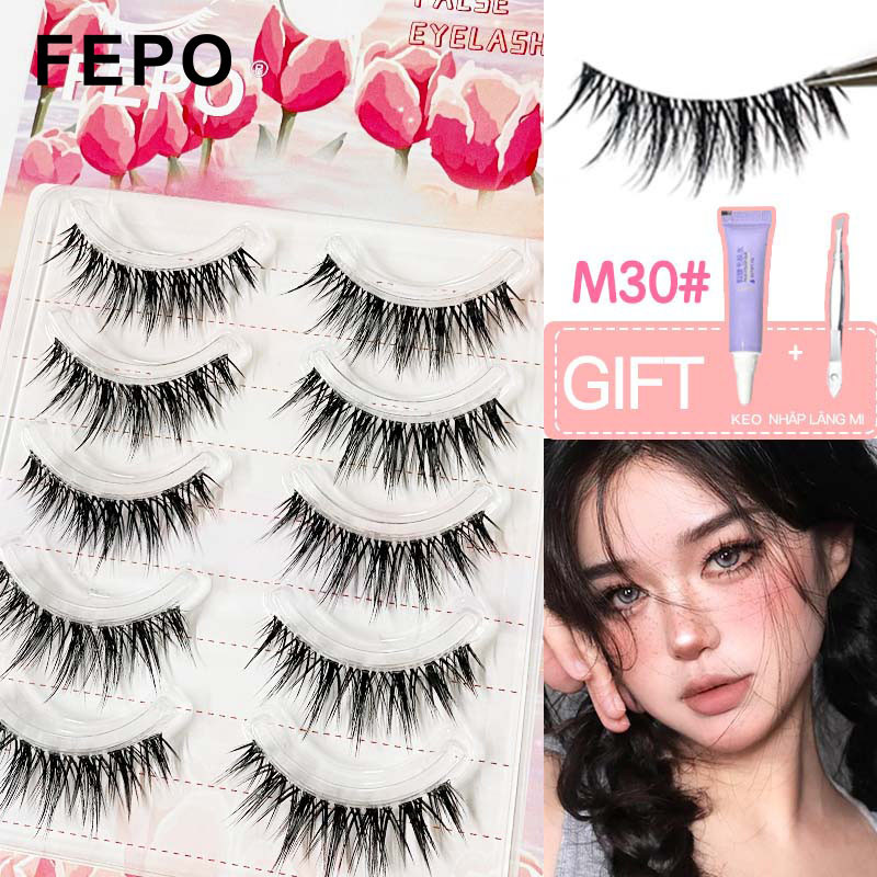 Fepo 5 cặp Lông Mi Giả Tự Nhiên Slender Crossed Và Dày Sắc Nét Trong ...