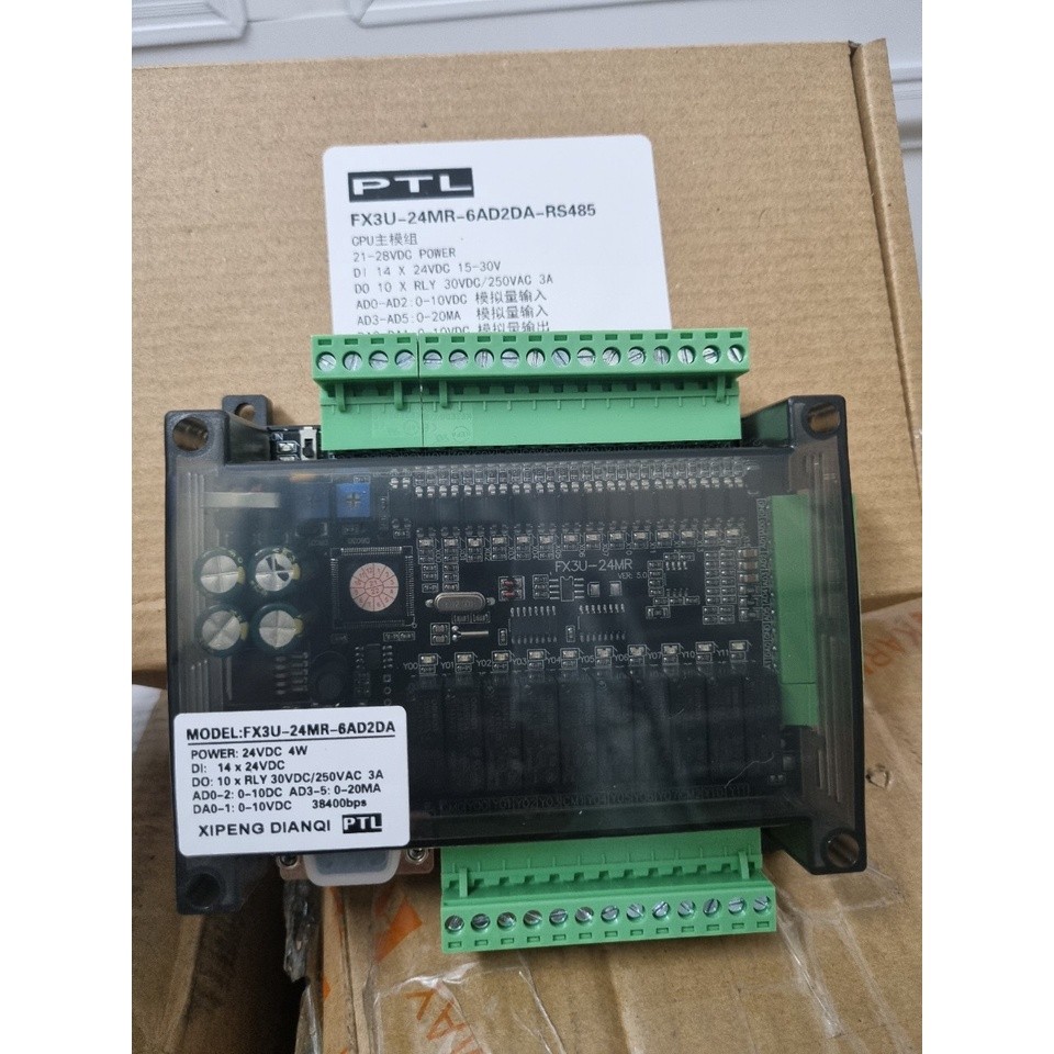 Bộ lập trình PLC FX3U-24MT-6AD2DA , FX3U-24MR Board, 6AD/2DA 0-10V 20mA , RS485 232 RTC PTL FK3U ...