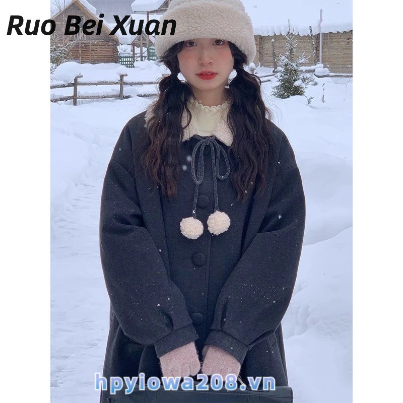 Ruo Bei Xuân Nữ Phong Cách Đại Học Lambswool Áo Khoác Rời Màu Xám Giữa ...