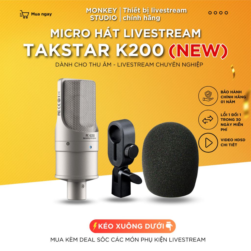 Mic Livestream, Micro thu âm TAKSTAR PC K200 Chính Hãng, Bảo Hành 1 Năm ...