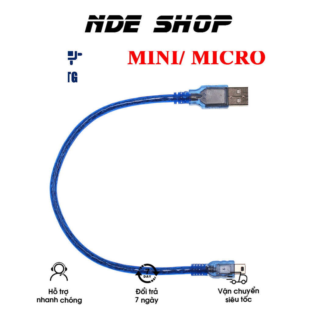 Cáp Dữ Liệu USB MINI/ MICRO 30CM Màu Xanh Arduino Nano | Shopee Việt Nam