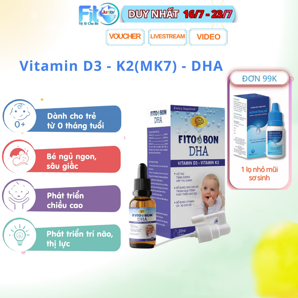 DHA - D3 - K2 (MK7) Không Tanh Fito Junior Giúp Phát Triển Não Bộ, Thị ...